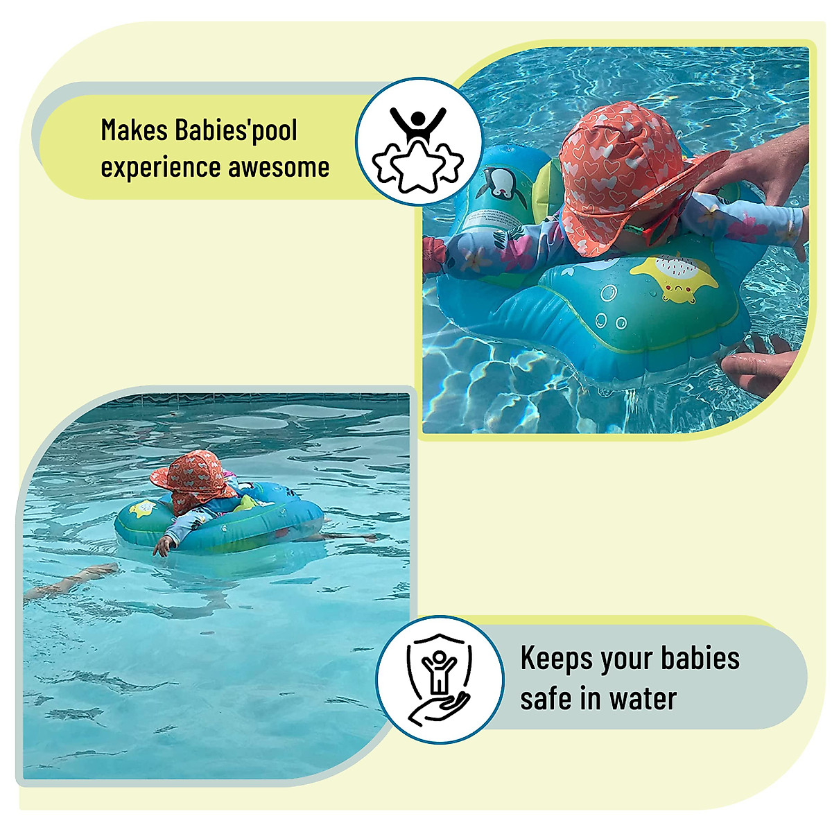 Mr. Pen- Inflatable Baby Swim Float, for Ages 6-30 Months, Blue, Waist Ring Inflatable Baby Pool Float, Infant Swim Float, Baby Pool Toys, Infant Floats for Pool, Baby Swimming Float