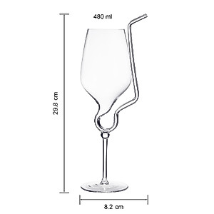 Straw Wine Glass, Spiral Vampire Wine Glass | 16oz | Stemmed Wine Glasses With A Built-In Straw, Creative Cocktail Glassware - Champagne, Gin & Tonic, Juice, Water - Ideal Birthday Cup, Gift, Wedding