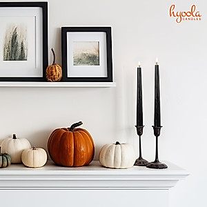 12 Pack Tall Taper Candles - 14 Inch Black Dripless, Unscented Dinner Candle - Paraffin Wax with Cotton Wicks - 12 Hour Burn Time