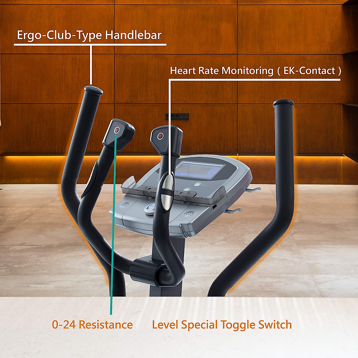 V-200T Standard Stride 17” Programmable Elliptical Exercise Cross Trainer Machine for Cardio Fitness Strength Conditioning Workout at Home or Gym