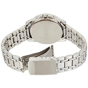 Casio Women's LTP1314D-1AV Silver Stainless-Steel Quartz Watch with Black Dial