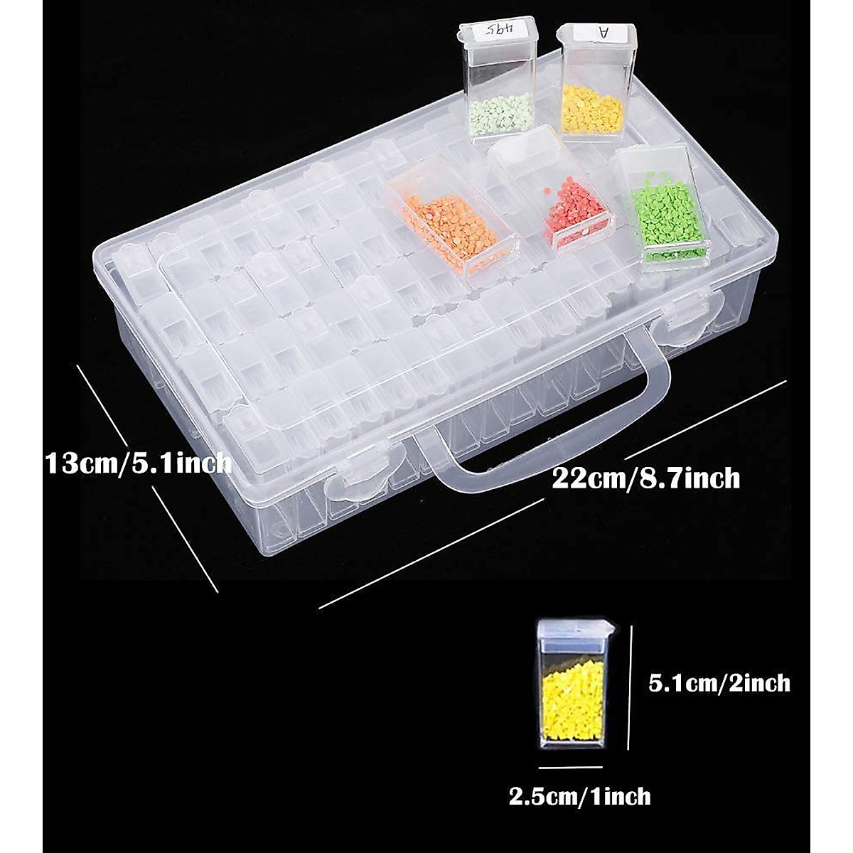 64 Slots Diamond Painting Storage Containers Portable Plastic Bead Storage Box with Diamond Painting Tools and Accessories Kit Apply to Full Drill & Partial Drill 5D Diamond Painting, Christmas Gift