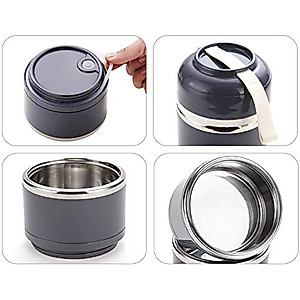 Cute Bento Stackable Lunch Box with Flatware Set Stainless Steel Lunch Containers Leakproof Food Container Insulated Lunch Bag for Adults Women Men (Gray, 3-Tier)