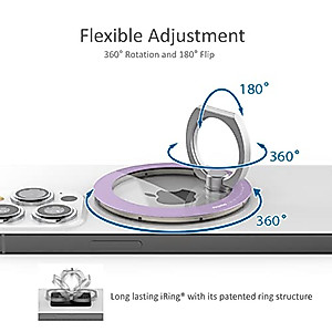iRing Mag, Magnetic Phone Ring Holder, Kickstand, Grip for MagSafe, Wireless Charging Compatible with iPhone, Galaxy, and Other Smartphones with MagSafe Case (Pale Violet)