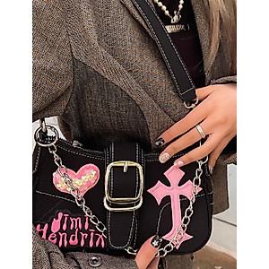 JeVenis Black Pink Y2K Purse Y2K Tote Bag Punk Gothic Tote Purse Y2k Crossbody Bag Y2k Shoulder Bag for Womens Girl