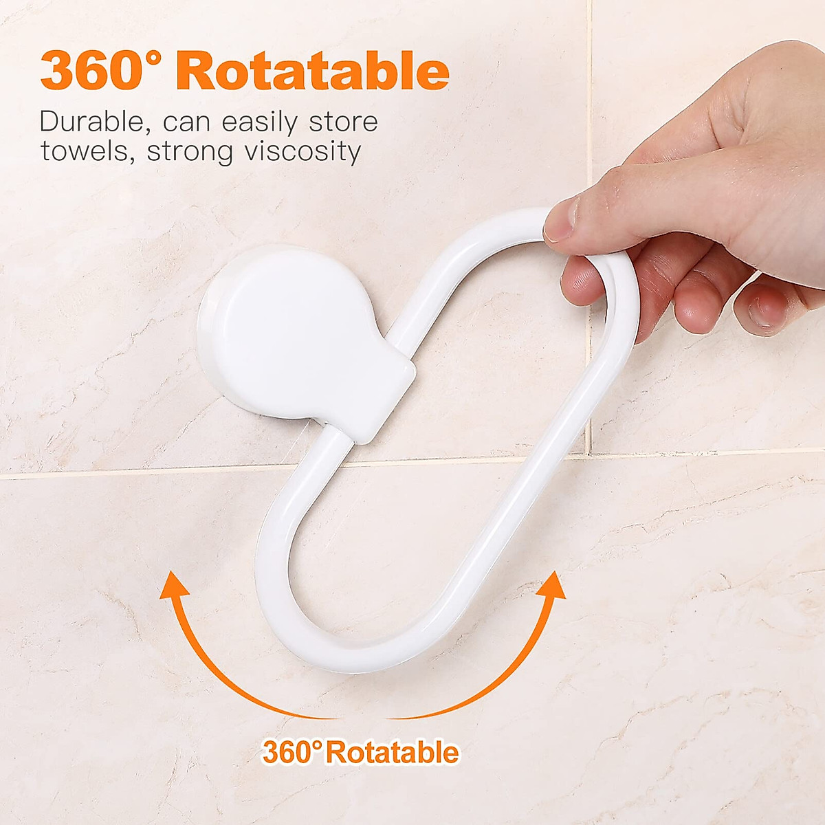 Hemoton Bathroom Towel Ring Holder Self Adhesive Towel Ring Towel Hanger No Drill Towel Bar Hand Towel Ring No Drilling Towel Rack Paper Towel White Wall Hanging Tower Hanger