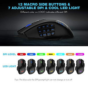 Gamerz GMZ-M2 12000 DPI 19 Programmable Buttons Optical Sensor Pixar PMW 3360 MMO Gaming Mouse - Black
