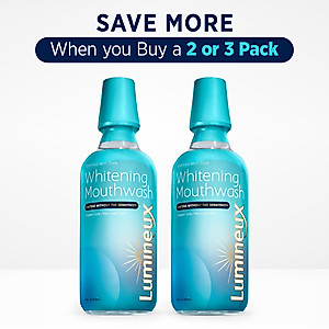 Lumineux Teeth Whitening Mouthwash, 16 Oz. 2 Pack - Peroxide Free - Enamel Safe - Whitening without The Sensitivity - Certified Non-Toxic - NO Alcohol, Fluoride & SLS Free