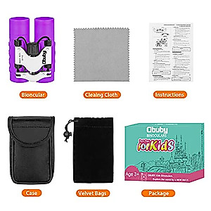 Obuby Real Binoculars for Kids Gifts for 3-12 Years Boys Girls 8x21 High-Resolution Optics Mini Compact Binocular Toys Shockproof Folding Small Telescope for Bird Watching,Travel, Camping, Purple