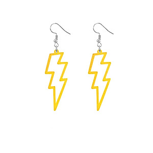 RUIZHEN 80s Neon Earrings Halloween Lightning Earrings Retro Acrylic Drop Dangle for Women 80's Party (dark yellow)