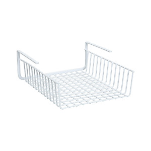 Organize It All Under Shelf Hanging Basket White Wire Rack | Dimensions : 13.5 x 12.5 x 5.13 inches | Great for Kitchen | Kitchen Storage | White
