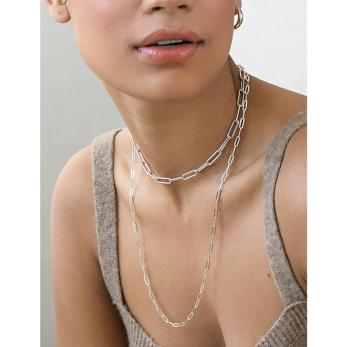 Waitsoul 925 Sterling Silver Paperclip Lobster Clasp Chain 3mm Necklace for Women Men Diamond Cut Silver Necklace Chain 16-30 Inches(18)