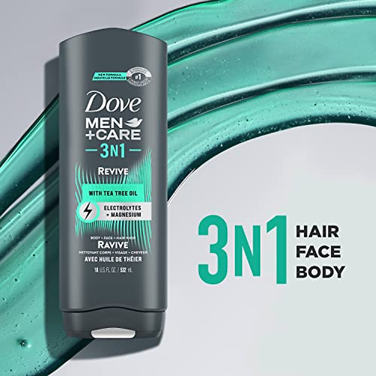 DOVE MEN + CARE Post-Workout Body Wash For Men 3N1 Revive With Tea Tree Oil 18 oz 4 Count