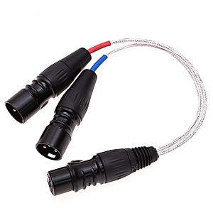 GAGACOCC XLR Cable Dual 3-Pin XLR Male to 4-Pin XLR Female Balanced Audio Headphone Adapter Clear Silver Plated Shield Cable 20CM (Dual 3-Pin XLR Male to 4 Pin XLR Female)