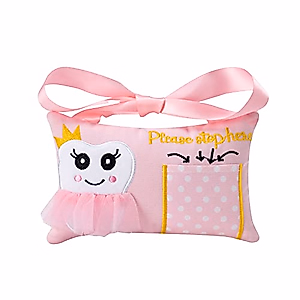 free-space Tooth Fairy Pink Ballerina Embroidered Tooth Fairy Pillow with Pocket Kids Keepsake Gift (Pink)