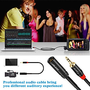 JOLGOO Mini XLR Male to 3.5mm Stereo Audio Plug Cable, 3-pin Mini XLR Male to 1/8" TRS Plug Cable, for BMPCC 4K Camera Video Assist 4K Sharp 8K, 3.3 Feet