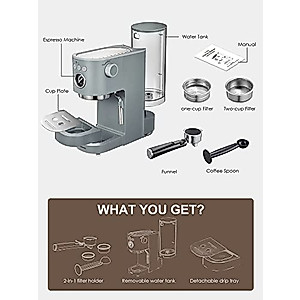 Ihomekee Espresso Machine Coffee Makers 15 Bar Cappuccino Machines with Milk Frother for Espresso/Cappuccino/Latte/Mocha for Home Brewing 1350W