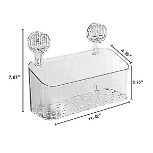 Shower Organizer, Suction Cup Shower Caddy, Bathroom Removable Shower Basket Strong Suction Shower Shelf, Clear White L