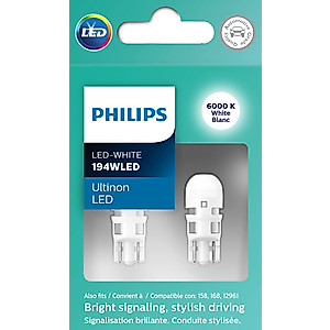Philips 194WLED Ultinon LED Bulb (White), 2 Count (Pack of 1)