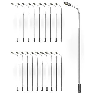 QWORK Model Railway Train Lamp Post, 20 Pcs 3V HO OO Scale LEDs Dual Heads Gauge Model Train Layout Landscape, Pathway Light Railway Train Micro Landscape Accessories