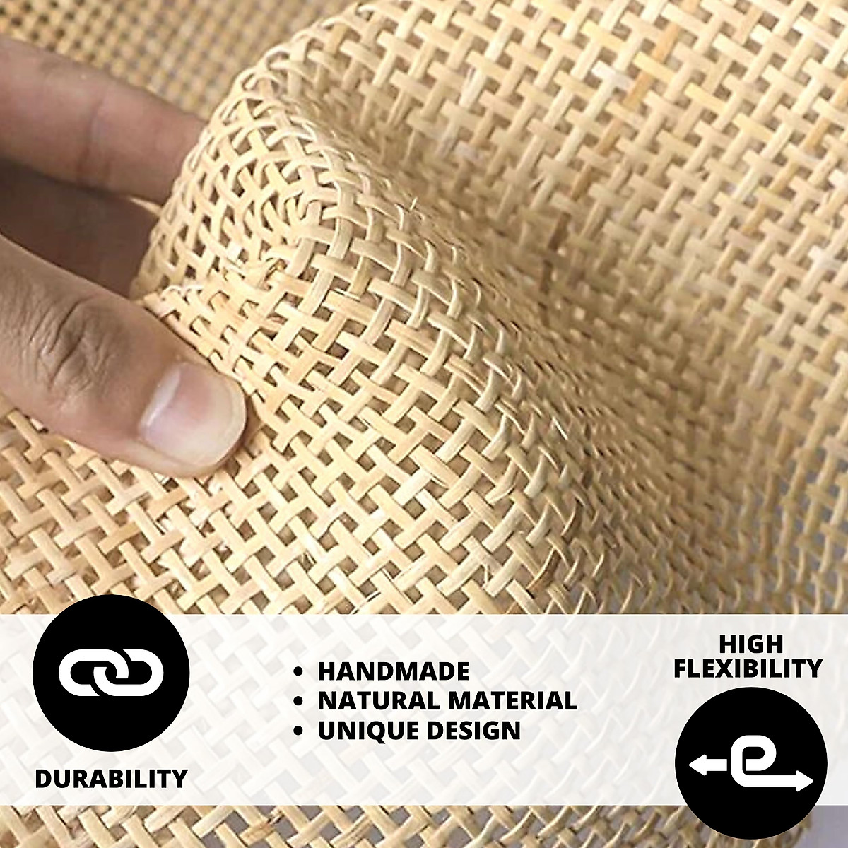 24" Width x 5 Feet Cane Webbing Sheet – Natural 24" Width Rattan Cane Webbing Roll for Caning Projects 24х60 Inch Rattan Webbing Roll Woven Open Mesh Cane for Furniture Ceiling Bed Door Chair Cabinet