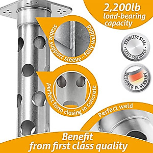 4smile Umbrella Base - Stainless Steel In-Ground Umbrella Stand, Made in Germany, 2,200lbs load-bearing - Secure mounting solution for every Cantilever Umbrella
