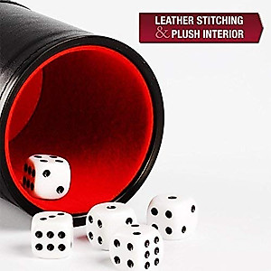 Magic Vosom Felt Lined Professional Dice Cup with 5 Dice Quiet for Yahtzee Game