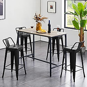 Yaheetech 26 inch Metal Bar Stools Set of 4 Counter Height Barstools with Low Back Indoor Outdoor Kitchen Stools Modern Industrial Bar Chairs Matte Black
