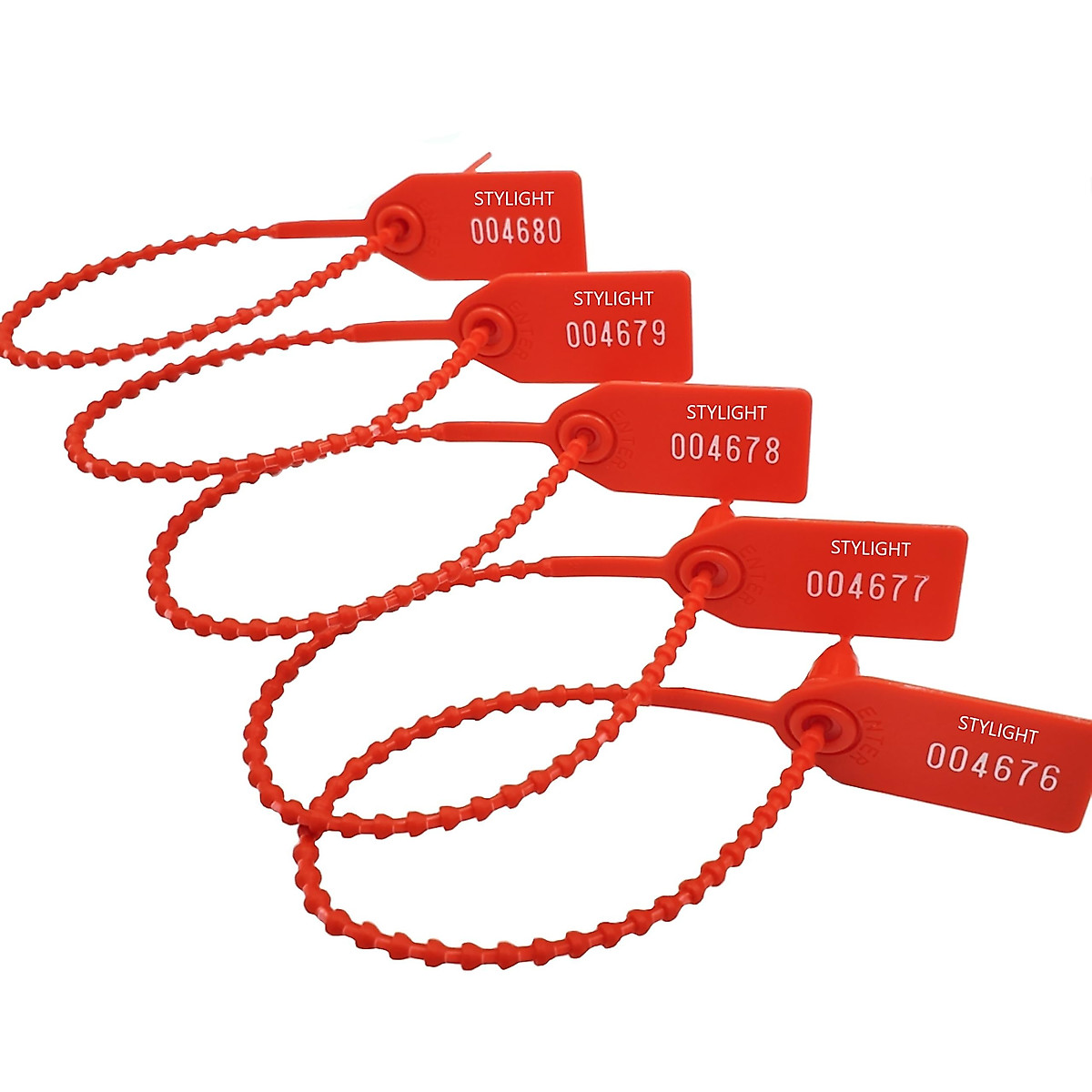 STYLIGHT - 1000 Shipping Seals, Plastic Truck Seals, Trailer Seals, Container Seals, Tamper Evident Seals, Security Seals, Numbered Sequentially (Red, 1000)