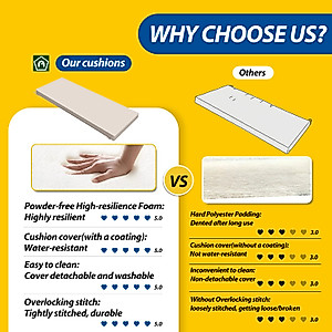 AAAAAcessories Outdoor/Indoor Bench Cushion for Patio Furniture Bench/Swing/Settee, 48 x 18 x 3 Inch, Beige