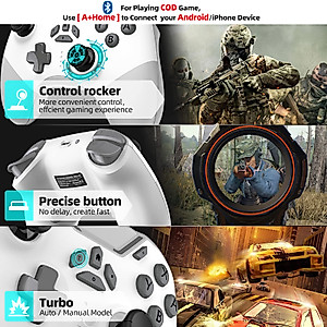 Bluetooth Controller for Switch/PC/iPhone/Android/Apple Arcade MFi Games/TV/Steam, Pro Wireless Game Controller Remote Gamepad with Phone Clip with Lock Speed/6-Axis Gyro/Dual Motors/Turbo/Switch Key