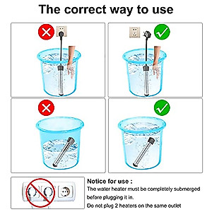 Immersion Water Heater,Portable Electric 304 Stainless Heaters with Guard Cover -LCD Thermometer for Above Ground Inflatable Pool Tub Buckets Motorhome Camping Outdoor,Heat 5 Gallons Water in Minutes