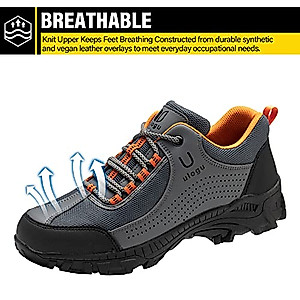 Steel Toe Safety Sneakers for Men Women Duarable Breathable Punture Proof Indestructible Industrial Construction Work Shoes Zapatos casquillo seguridad construcción para Hombre de Trabajo Grey