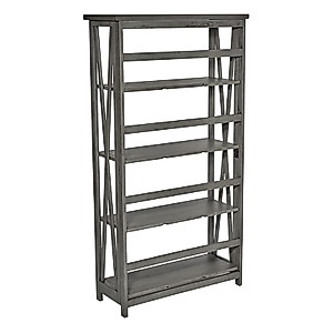 OSP Home Furnishings Hillsboro 5-Shelf Bookcase, Grey Wash