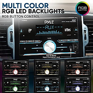 PyleUsa DSP Stereo Receiver Power Amplifier, Bluetooth Compatible, 150 Watt Vehicle Head Unit, 2/3 Way Crossover, 25-Band EQ, SWC Jack, AM/FM/MP3/USB/AUX, Double DIN, 30 Preset Stations, LCD Display