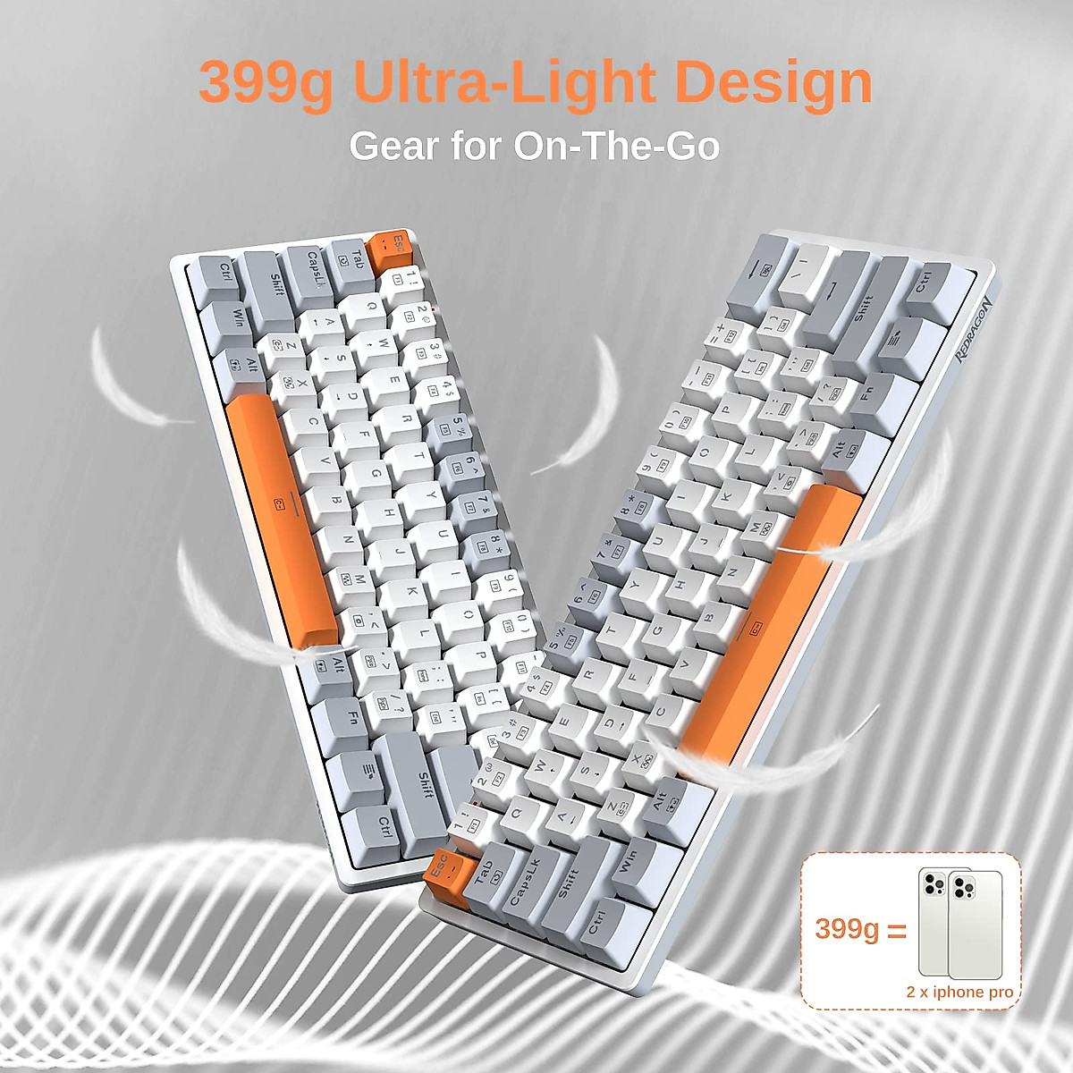 Redragon 60% Mechanical Gaming Keyboard RGB Backlit Ultra-Compact Hot-Swappable Red Switch, Fully Programmable Pro Software Supported, K642WGO-RGB