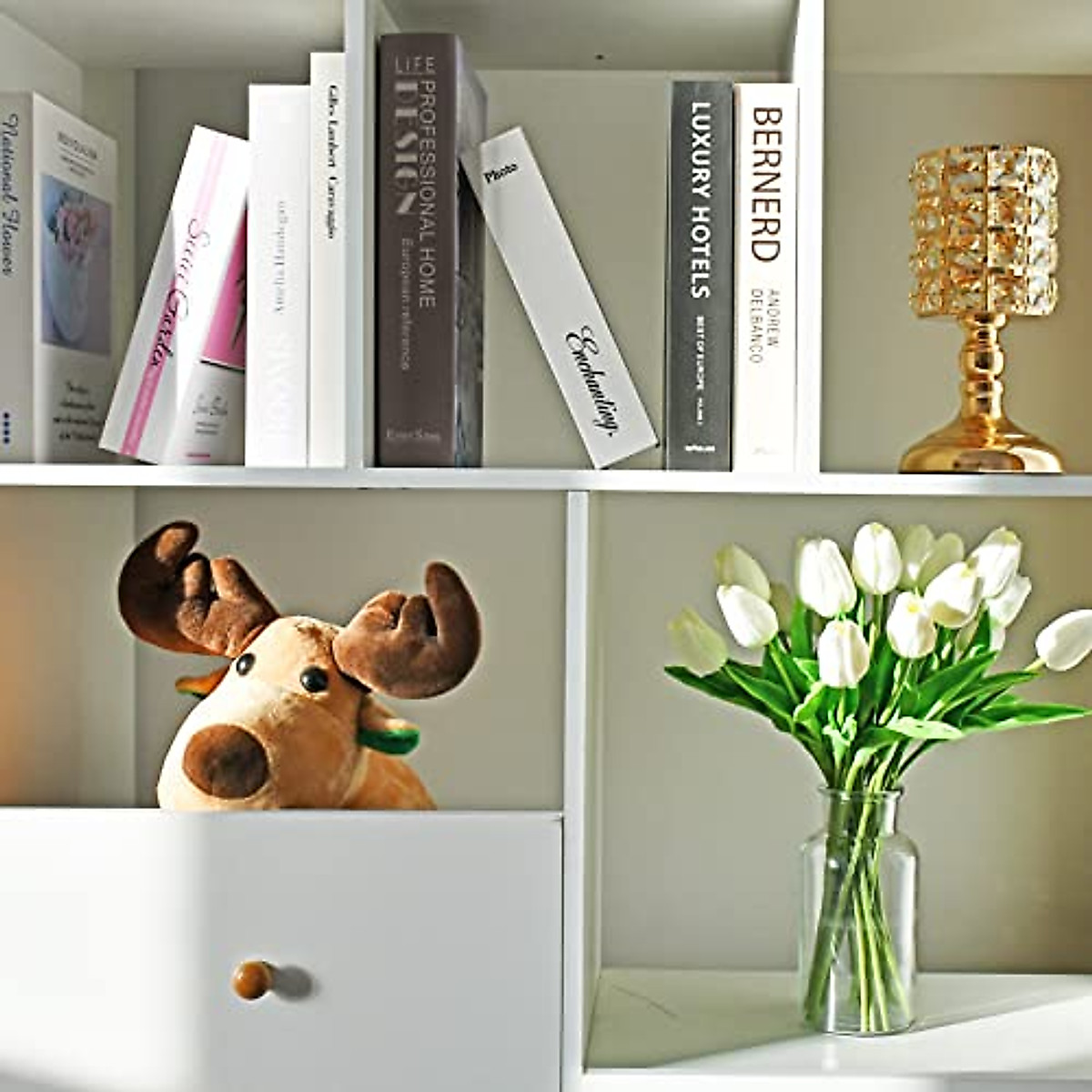 Mandy's 20pcs White Flowers Artificial Tulip Silk Flowers 13.5" for Easter Day Home Kitchen Wedding Decorations