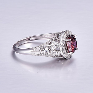 Merthus CZ Halo Engagement Ring for Women, 925 Sterling Silver Ring Size 8