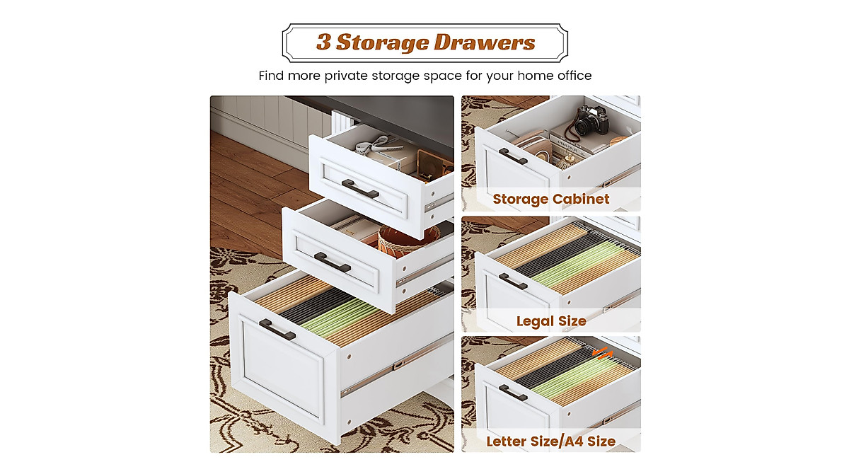 SEDETA 55" Executive Office Desk with Drawers