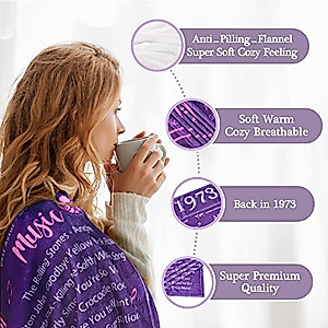Happy 50th Birthday Gifts for Women Men Blanket 1973 50th Birthday Anniversary Weeding Decorations Turning 50 Years Old Bday Gift Idea for Wife Husband Mom Dad Back in 1973 Throw Blanket 60Lx50W Inch