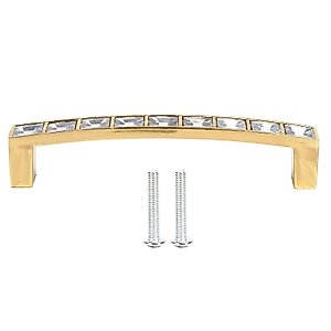 Gold Crystal Handles, Clear Crystal Cabinet Pull Bling Door Knobs Double Hole Cupboard Handles for Wardrobe, Kitchen, Bedroom