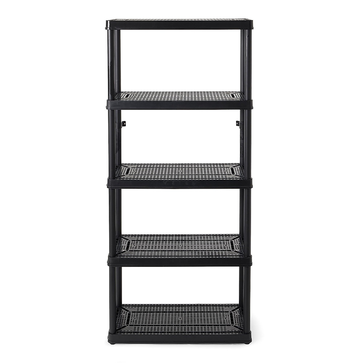 Gracious Living 5 Shelf Fixed Height Ventilated Medium Duty Storage Unit 14 x 32 x 72 Organizer System for Home, Garage, Basement, and Laundry, Black