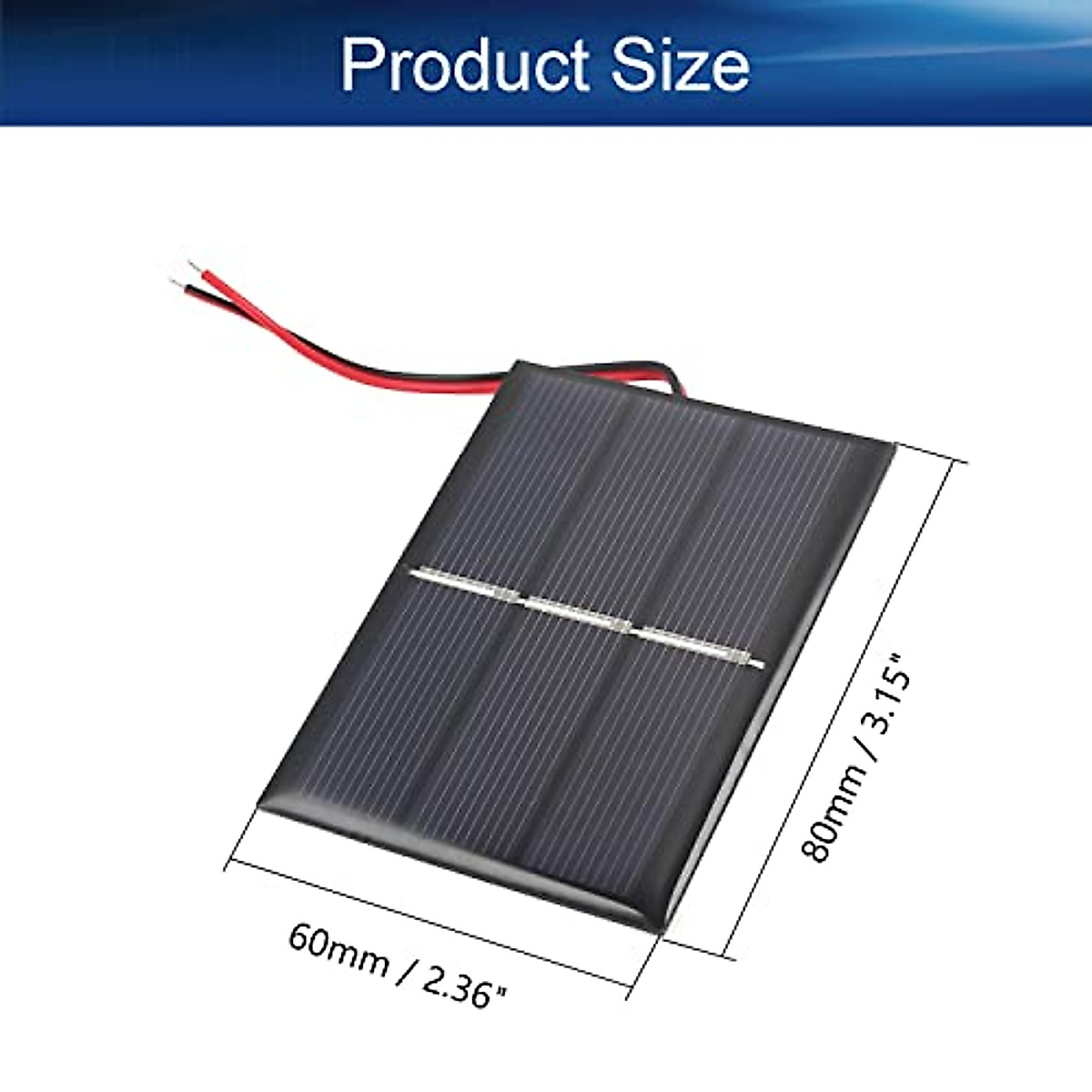 Heyiarbeit 1 Pcs 1.5V 0.65W Mini Polysilicon Epoxy Resin DIY Solar Panel Module 60mm x 80mm/2.36" x 3.15" for Cell Charger