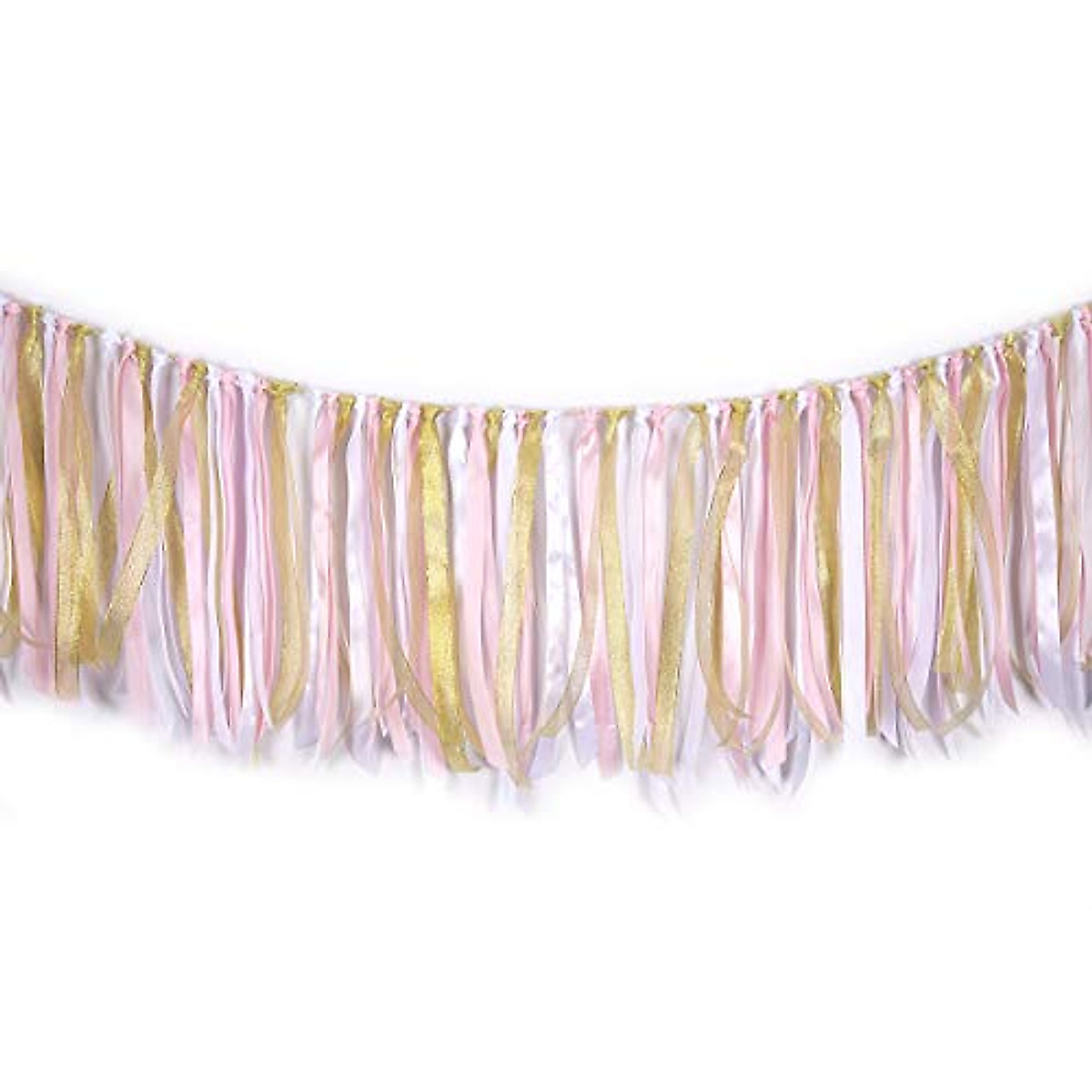 Fabric Lace Tassel Garland ribbon garlands Garland already assembled ribbon Wall Hanging Decor Nursery Photo Props For Wedding Event Birthday Anniversary Baby shower Party Supplies Pink & White & Gold