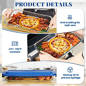 FoldTier Glass Casserole with Casserole Carrier 9 x 13 Inch Glass Baking Dish with Lid Insulated Bag for Hot or Cold Food Deep Casserole Dish for Oven for Potluck Party Picnic Cookouts