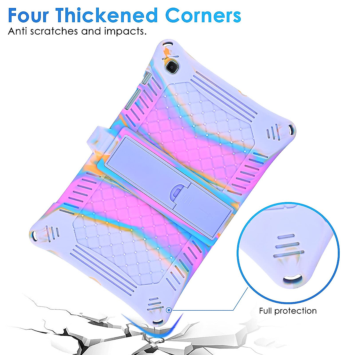 DETUOSI Case for Samsung Galaxy Tab S6 Lite 10.4" 2024/2022/2020 with Shoulder Strap, Stylus Pen, Multi-Angle Soft Silicone Case for Galaxy S6 Lite Tablet, Model(SM-P610/P613), Rose Red & Purple