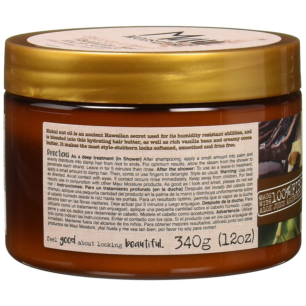 Maui Moisture Smooth & Repair Vanilla Bean Anti-Frizz Hair Butter Treatment, Coconut, 12 Ounce