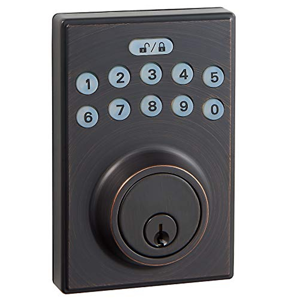 Amazon Basics Contemporary Electronic Keypad Deadbolt Doot Lock, Keyed Entry, Oil Rubbed Bronze