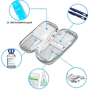 YOUSHARES Insulin Travel Case - Insulin Cooler Bag for Pen, Medicine, Pen Glucose Meter and Other Diabetic Supplies（Grey,Bag Only