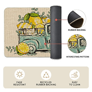 Artoid Mode Eucalyptus Lemon Truck Summer Kitchen Mats Set of 2, Spring Home Decor Low-Profile Kitchen Rugs for Floor - 17x29 and 17x47 Inch